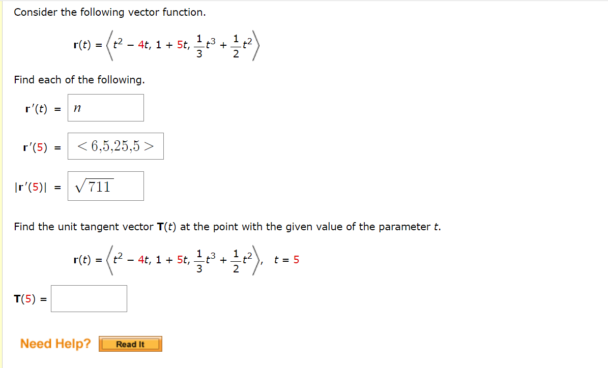 Solved Consider the following vector function. | Chegg.com