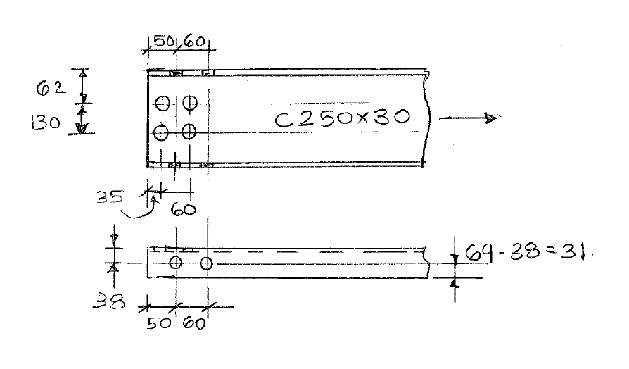 Solved Calculate the net section fracture and block shear | Chegg.com