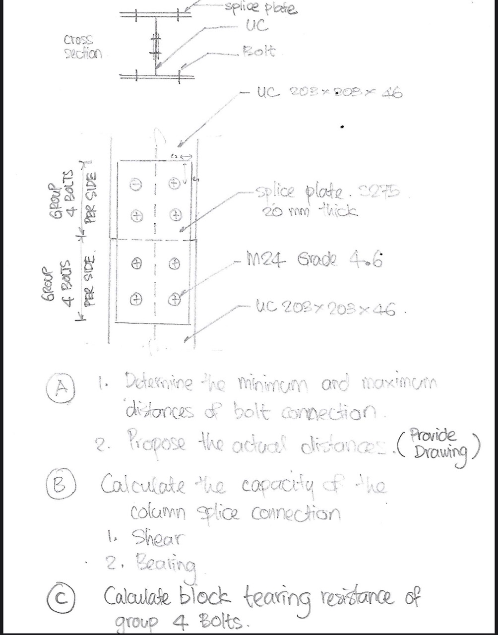 Solved (B) Calculate the capacity of the column splice | Chegg.com
