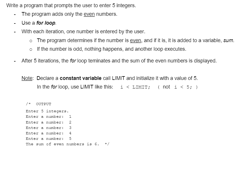 Solved Write a program that prompts the user to enter 5 | Chegg.com