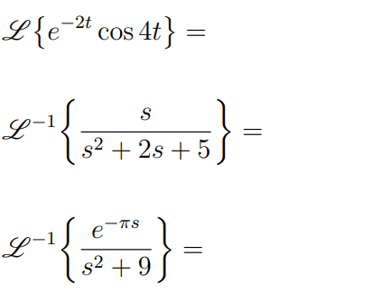 Solved *{et cos4t} = - +} - {} = | Chegg.com