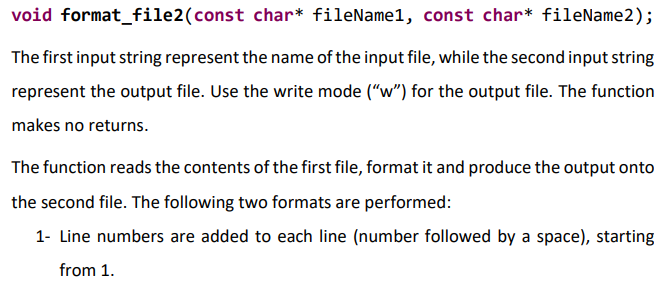 Solved void format_file2(const char *in_file, const char | Chegg.com