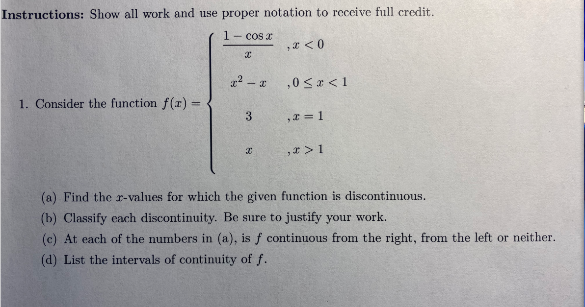Solved Instructions: Show all work and use proper notation | Chegg.com