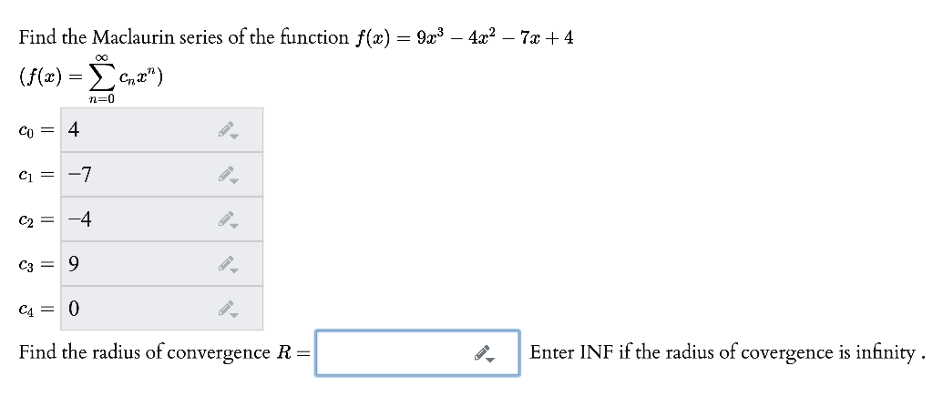 Solved I was able to find the coefficients by taking | Chegg.com