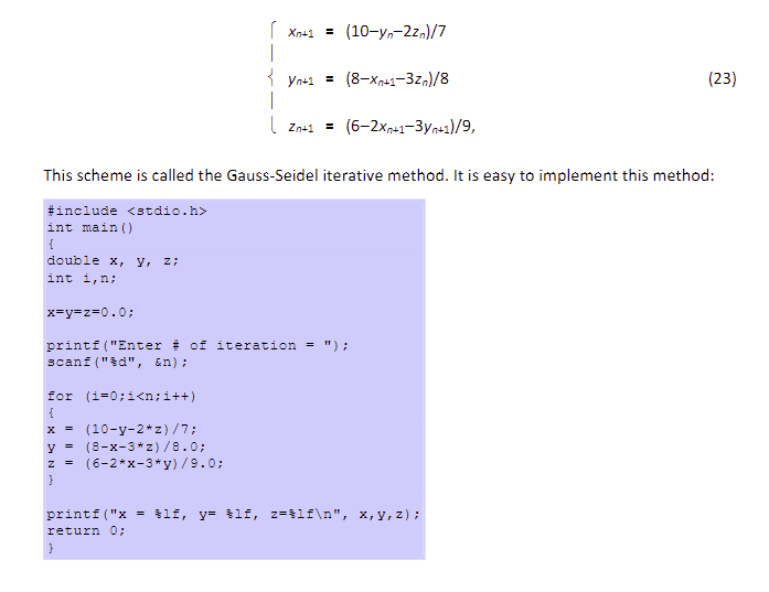 Solved Write a C code using Gauss-seidel method for the | Chegg.com