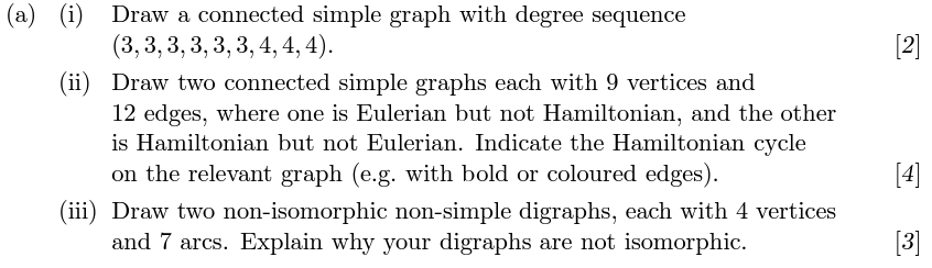Solved (a) (i) Draw a connected simple graph with degree | Chegg.com