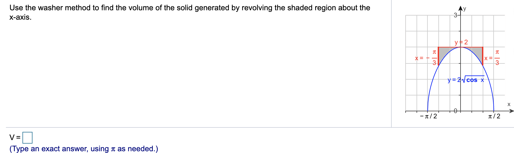 Solved Use the washer method to find the volume of the solid | Chegg.com