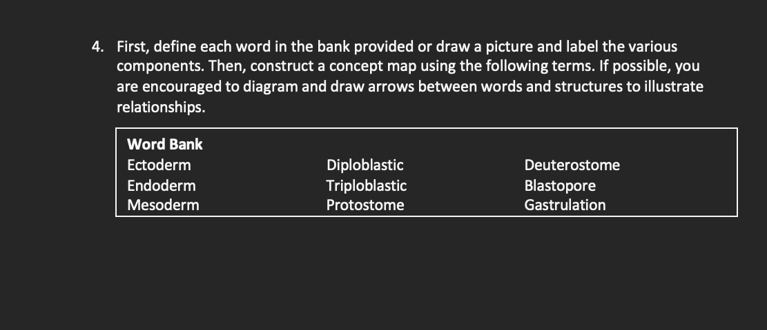 Solved First, define each word in the bank provided or draw | Chegg.com