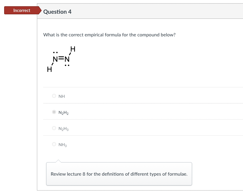 Solved What is the correct empirical formula for the | Chegg.com