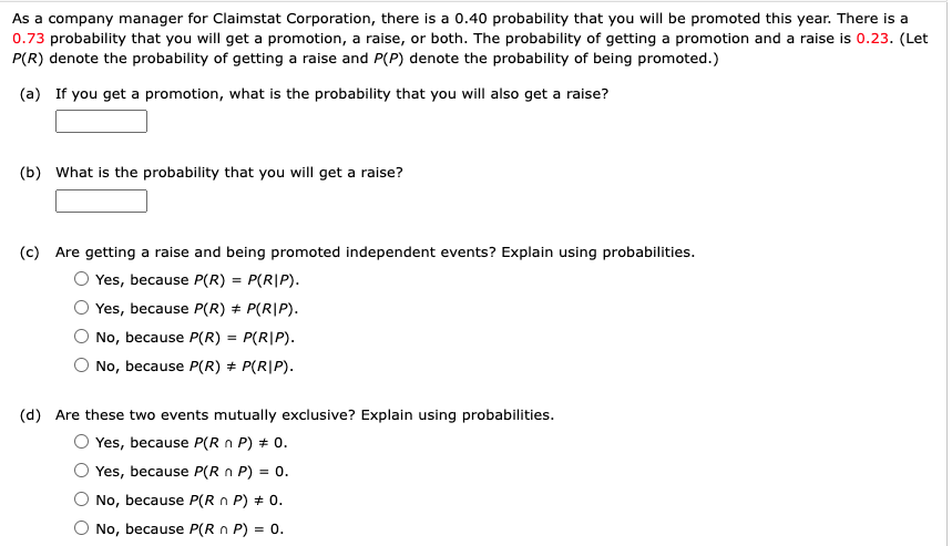 Solved As a company manager for Claimstat Corporation, there | Chegg.com