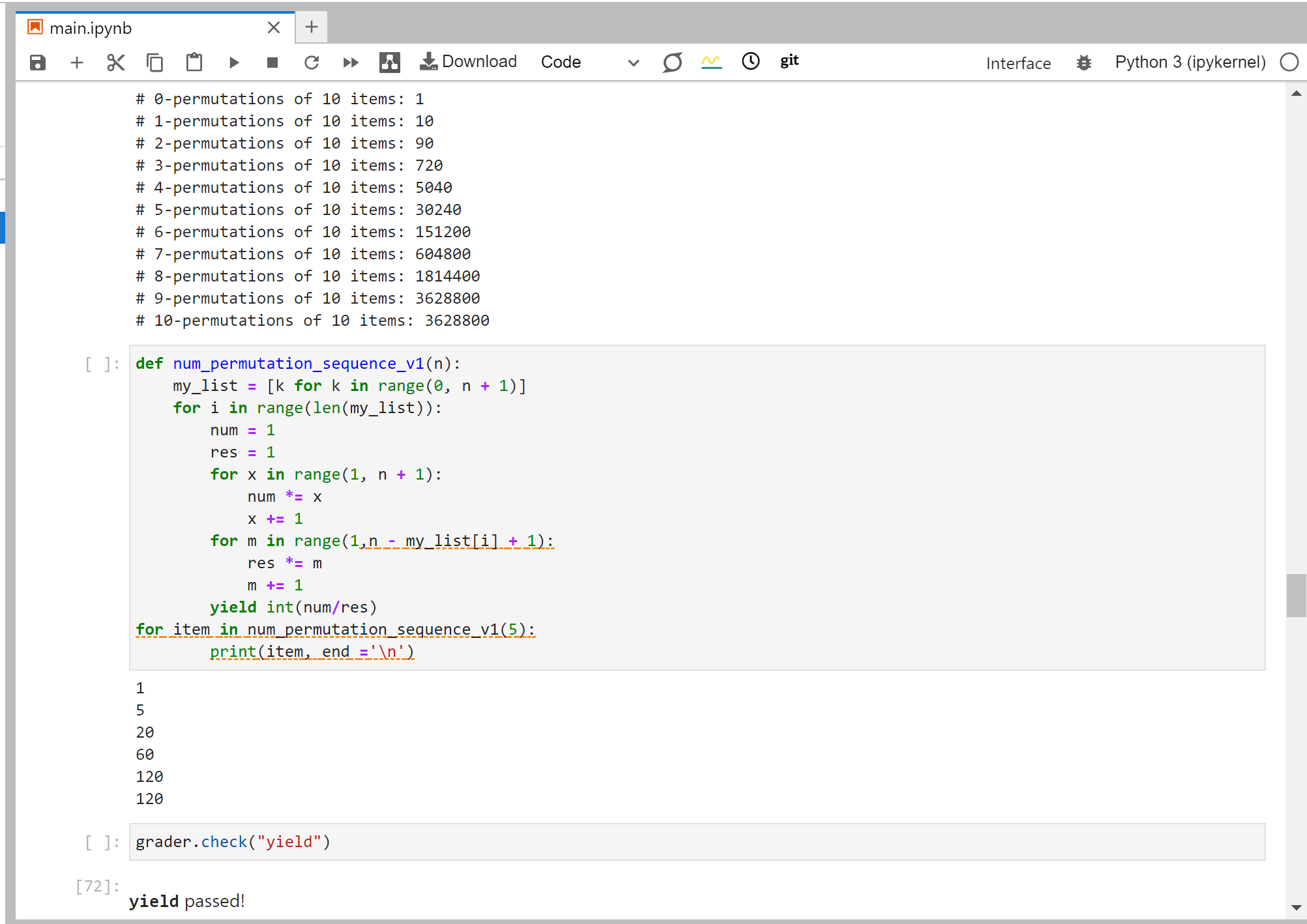 Solved Permutation using iteration The following function | Chegg.com