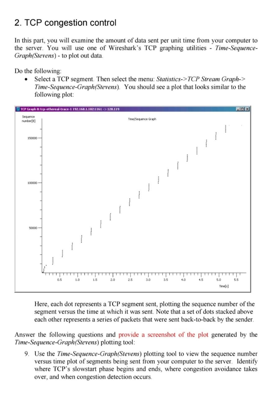 2. TCP congestion control In this part, you will | Chegg.com
