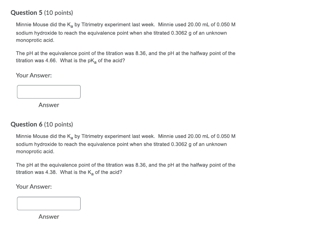 Solved Question 5 (10 points) Minnie Mouse did the Ka by | Chegg.com