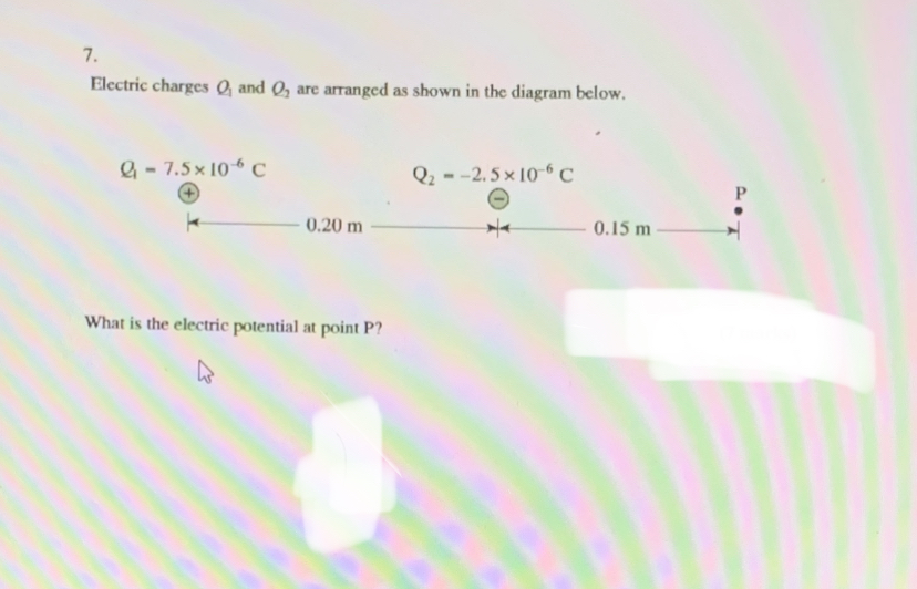 Solved 7. Electric charges Q1 and Q2 are arranged as shown | Chegg.com