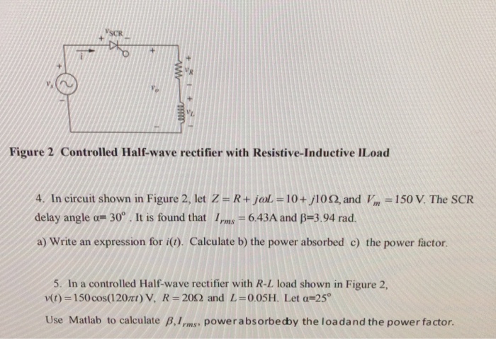 Solved SCR Ly Figure 2 Controlled Half-wave rectifier with | Chegg.com