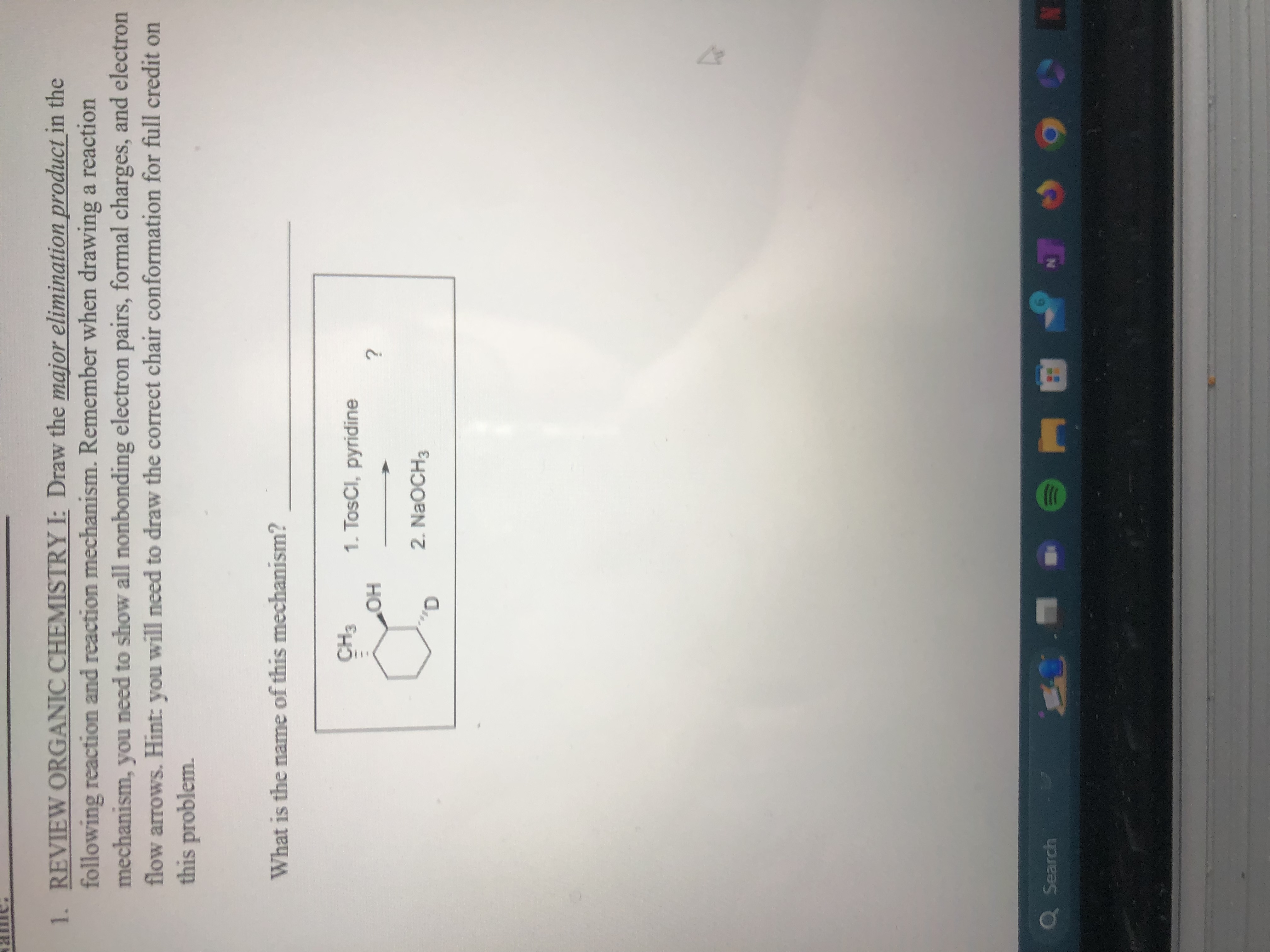Solved 1. REVIEW ORGANIC CHEMISTRY I: Draw the major | Chegg.com