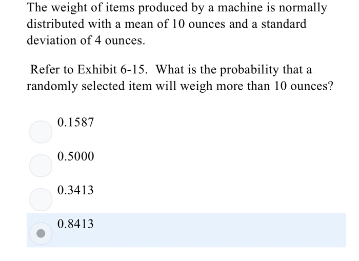 Solved The weight of items produced by a machine is normally | Chegg.com