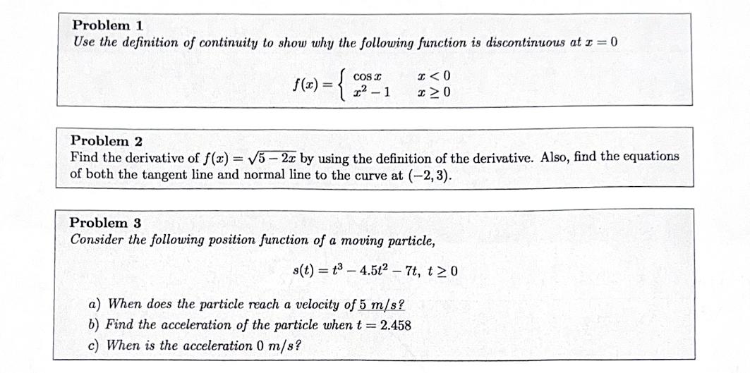 Solved Problem 1 Use the definition of continuity to show | Chegg.com