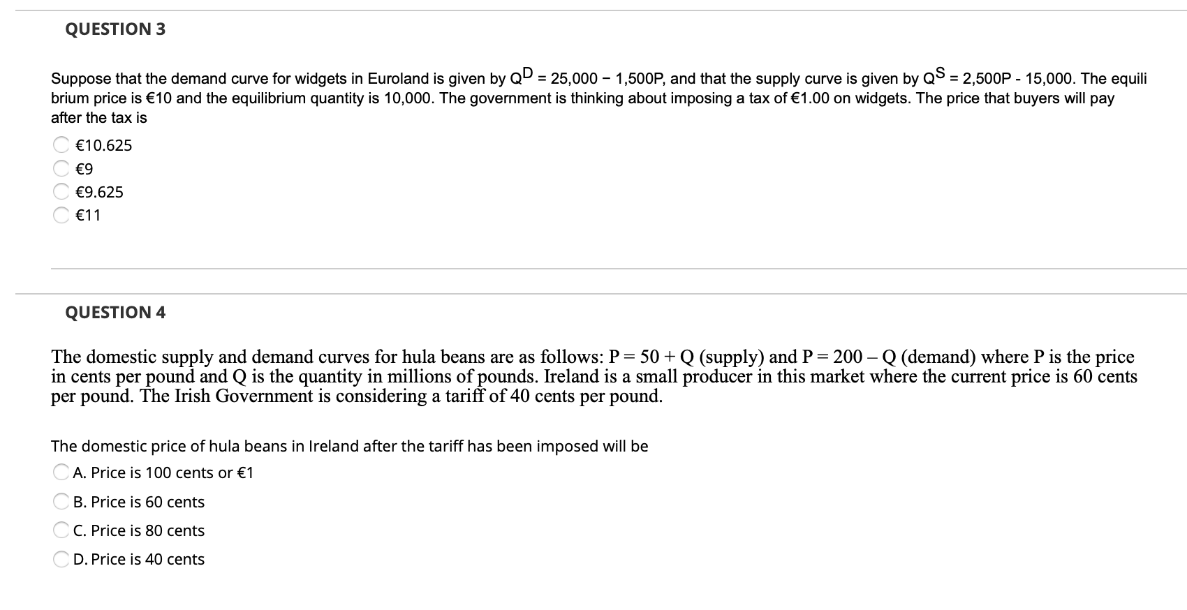 Solved QUESTION 3 Suppose that the demand curve for widgets | Chegg.com
