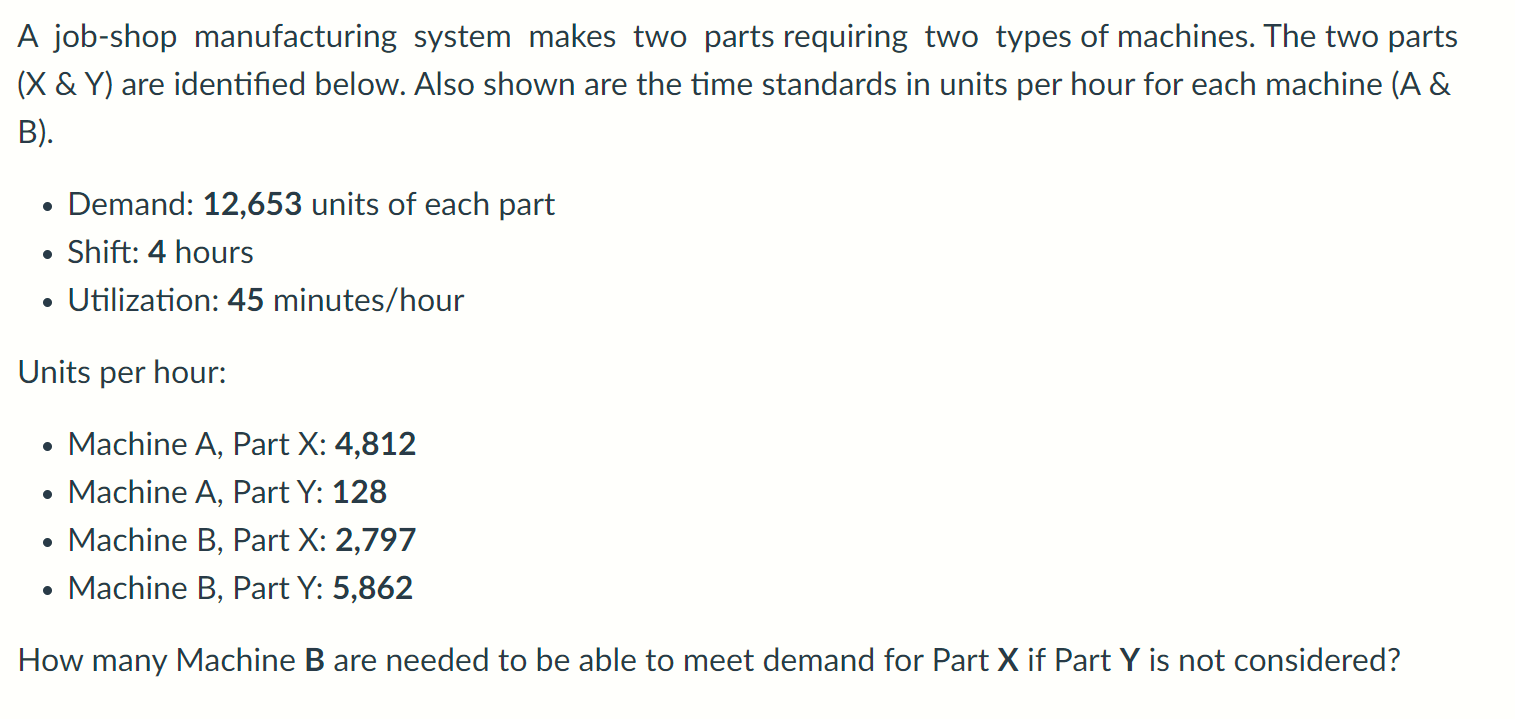 Solved A job-shop manufacturing system makes two parts | Chegg.com