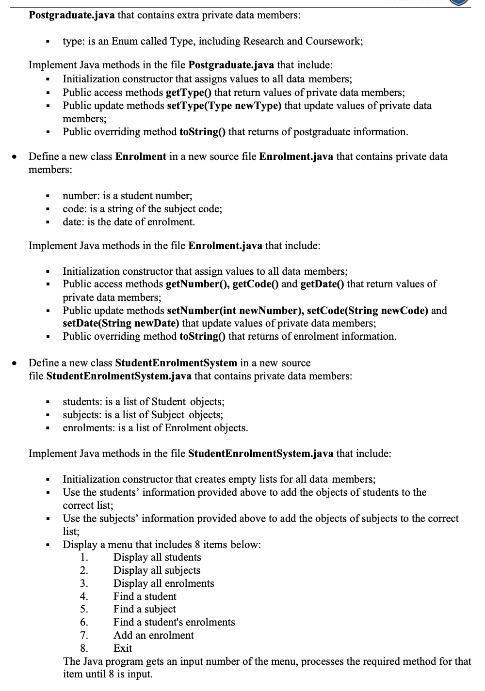 Solved General Requirements: - You should create your | Chegg.com