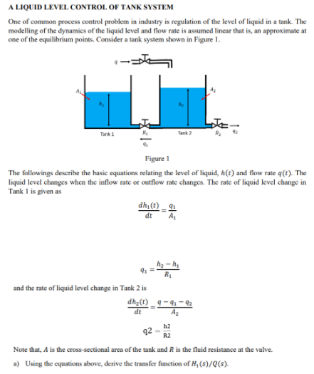 Solved A LIQUID LEVEL CONTROL OF TANK SYSTEM One of common | Chegg.com