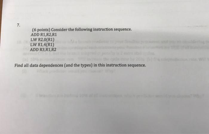 Solved Consider the following instruction sequence. ADD R1, | Chegg.com