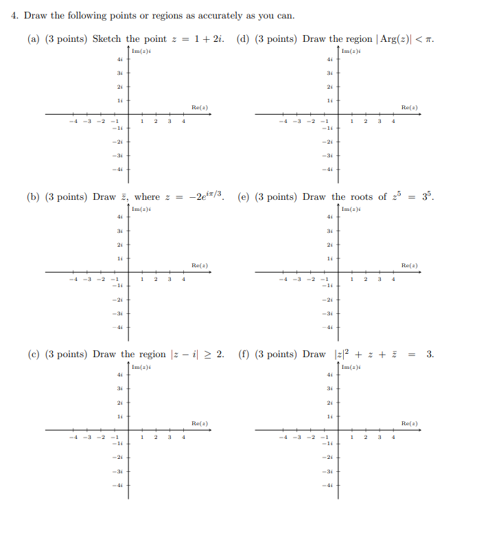 Solved 4. Draw the following points or regions as accurately | Chegg.com