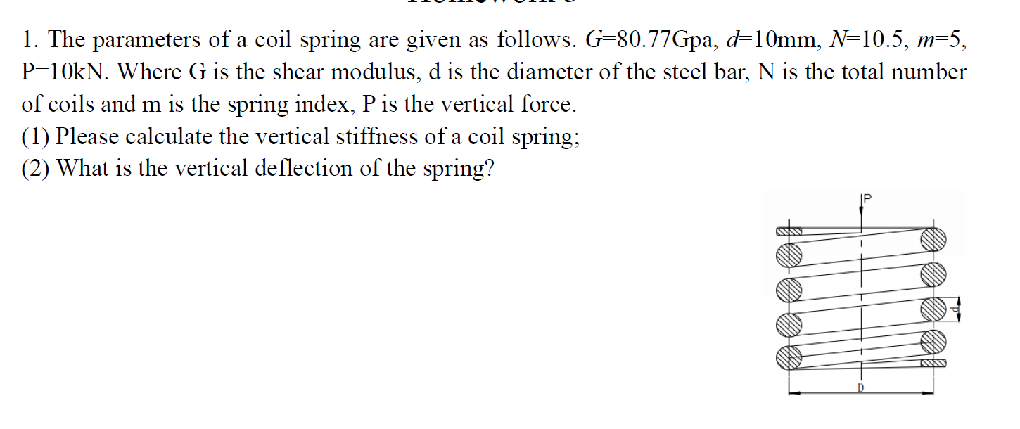 Solved 1. The parameters of a coil spring are given as | Chegg.com