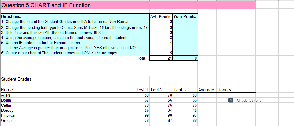 Solved Question 5 CHART and IF Function Directions: 1) | Chegg.com