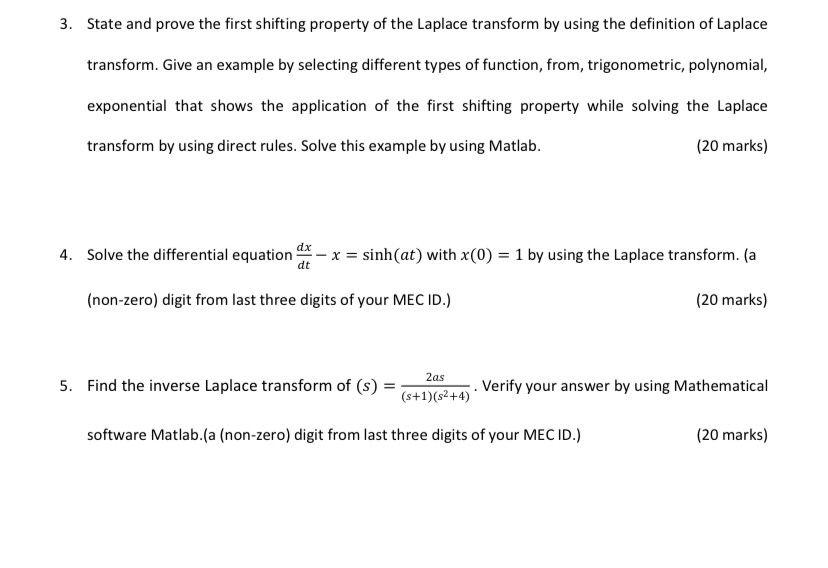 Solved 3. State and prove the first shifting property of the | Chegg.com