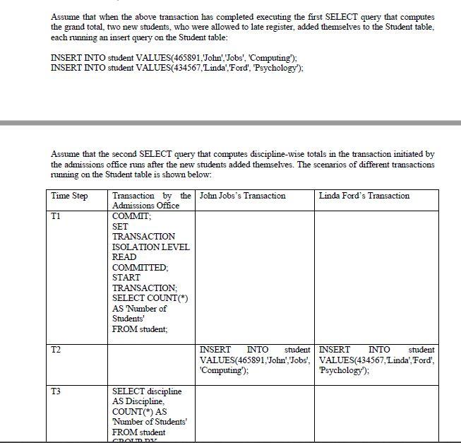 Solved 1. Consider the following Student table in a | Chegg.com