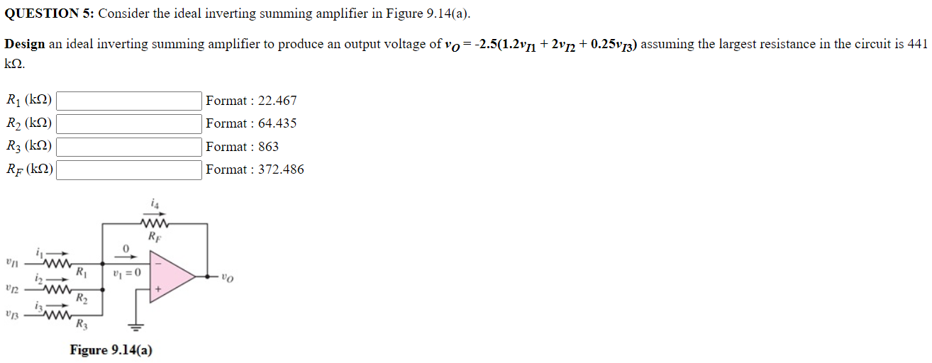 Solved QUESTION 5: Consider the ideal inverting summing | Chegg.com