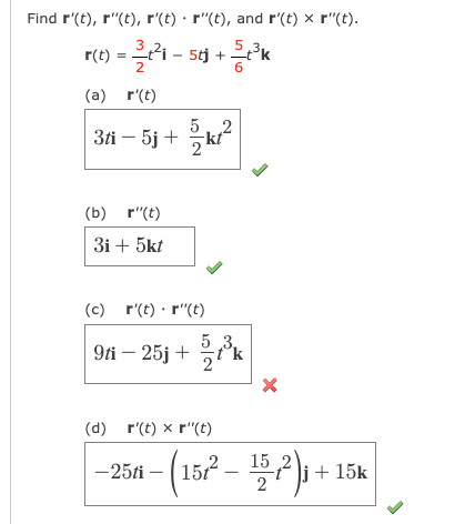 Solved Find r′(t),r′′(t),r′(t)⋅r′′(t), and r′(t)×r′′(t). | Chegg.com