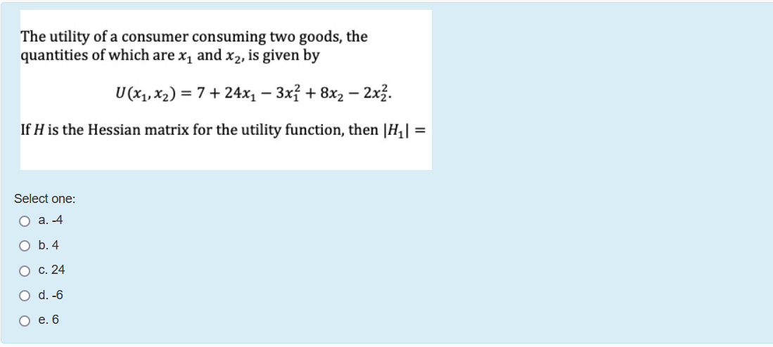 Solved The utility of a consumer consuming two goods, the | Chegg.com