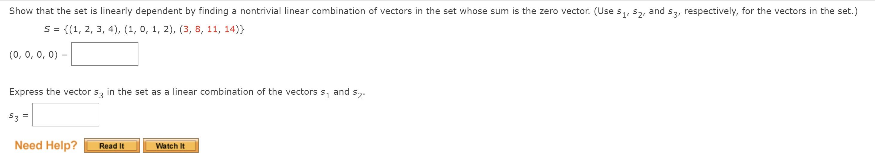 Solved Show that the set is linearly dependent by finding a | Chegg.com