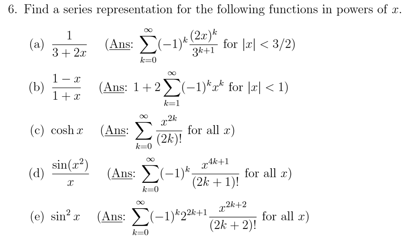 Solved Find a series representation for the following | Chegg.com