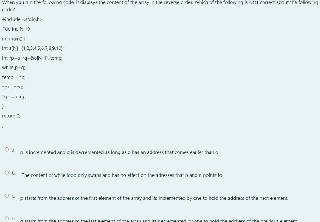 Solved code? \#include \#define N 10 int main 0\{ int | Chegg.com