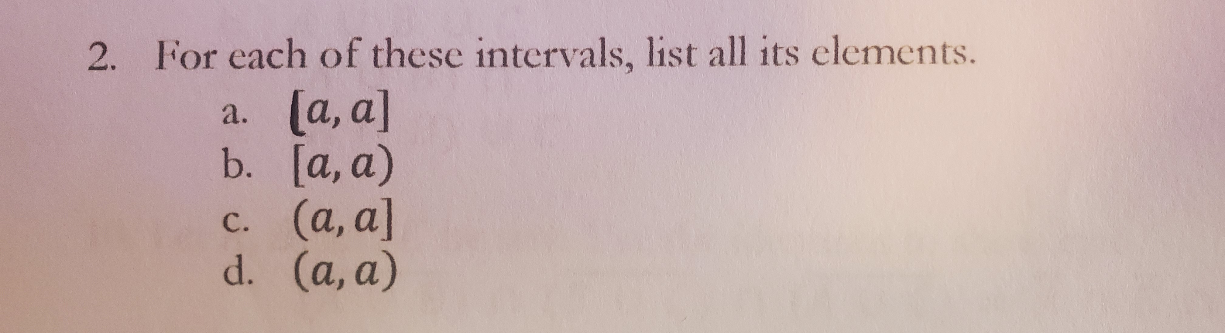 Solved 2. For each of these intervals, list all its | Chegg.com
