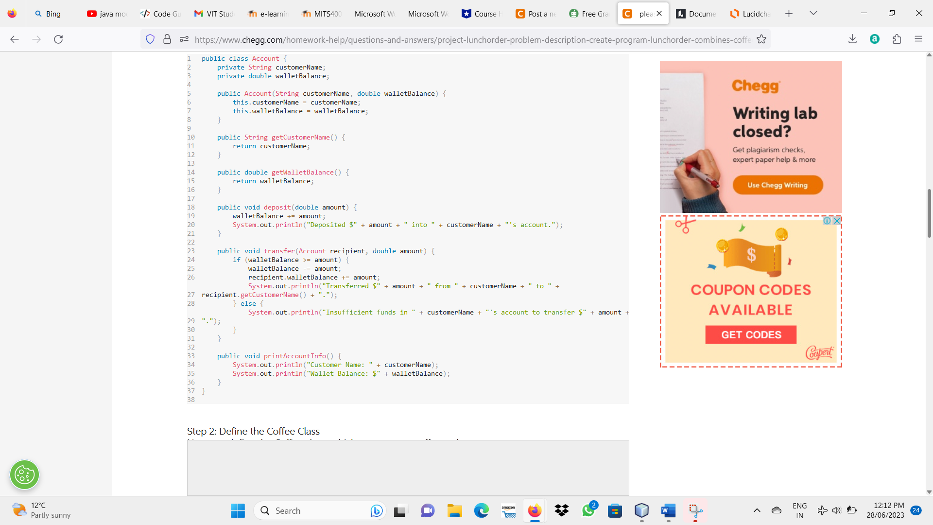 Solved public class Account \{ private String customerName; | Chegg.com