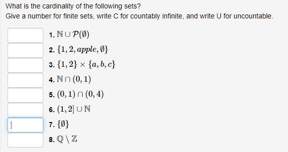 Solved What is the cardinality of the following sets? Give a | Chegg.com