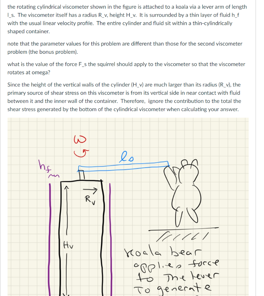Solved the rotating cylindrical viscometer shown in the | Chegg.com