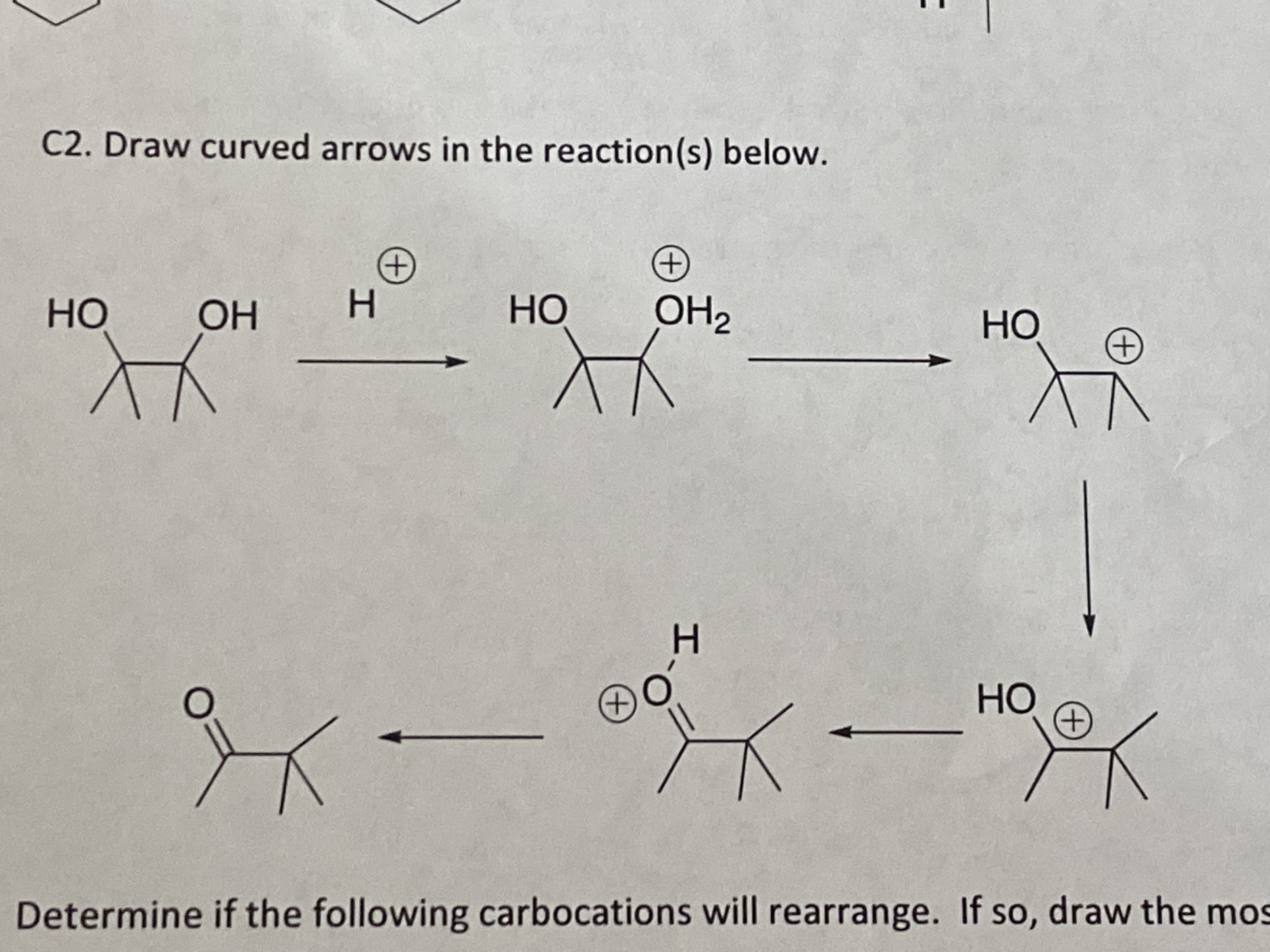 Solved C2. Draw curved arrows in the reaction(s) below. | Chegg.com