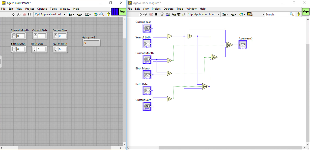 Solved LABVIEW PLEASE Age.vi currently has 6 inputs: | Chegg.com