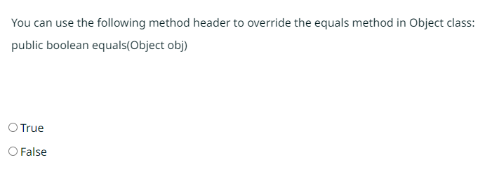 Solved You can use the following method header to override | Chegg.com