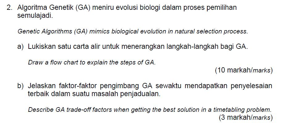 2. Algoritma Genetik (GA) meniru evolusi biologi | Chegg.com
