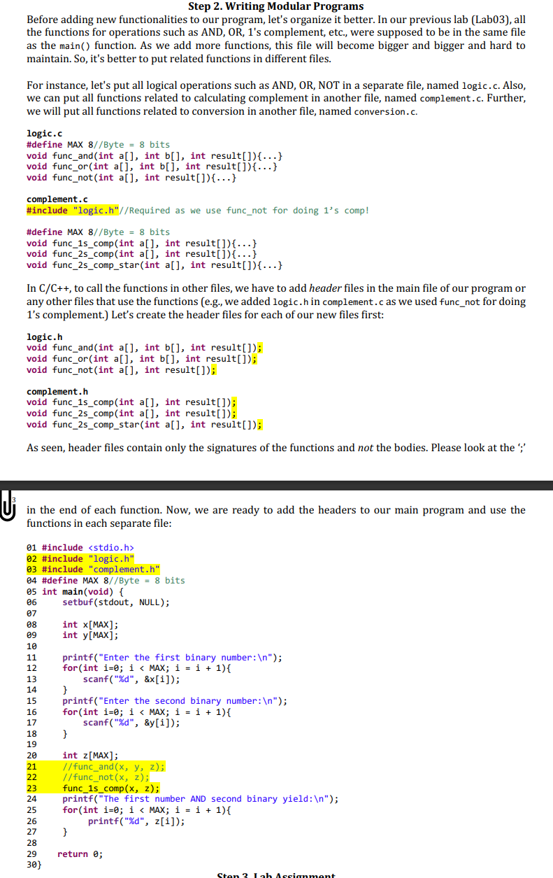 Solved Step 2. Writing Modular Programs Before adding new | Chegg.com