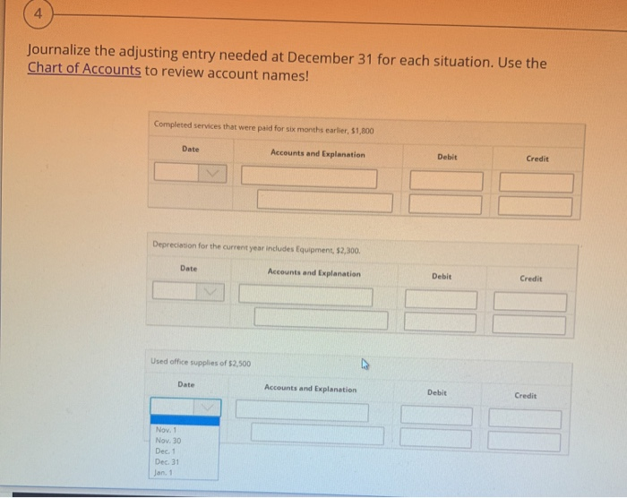 Solved 4 Journalize the adjusting entry needed at December | Chegg.com