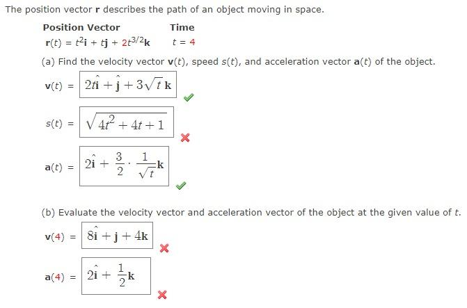 Solved The position vector r describes the path of an object | Chegg.com