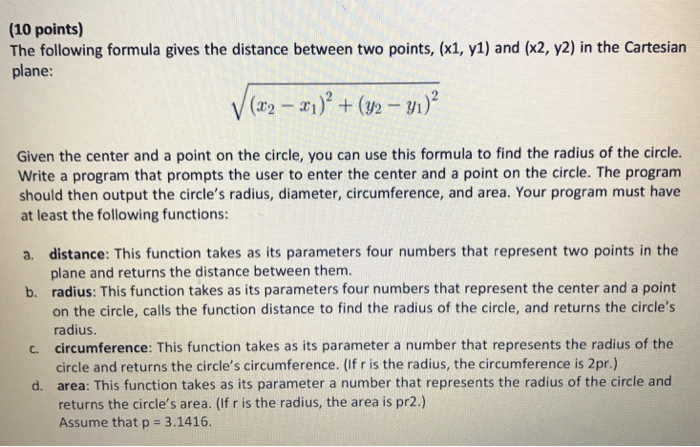 Solved The following formula gives the distance between two | Chegg.com